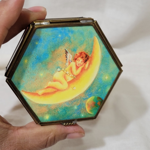Viva! | Art | Viva Brasssmoked Glass Angel On The Moon Trinket Box ...